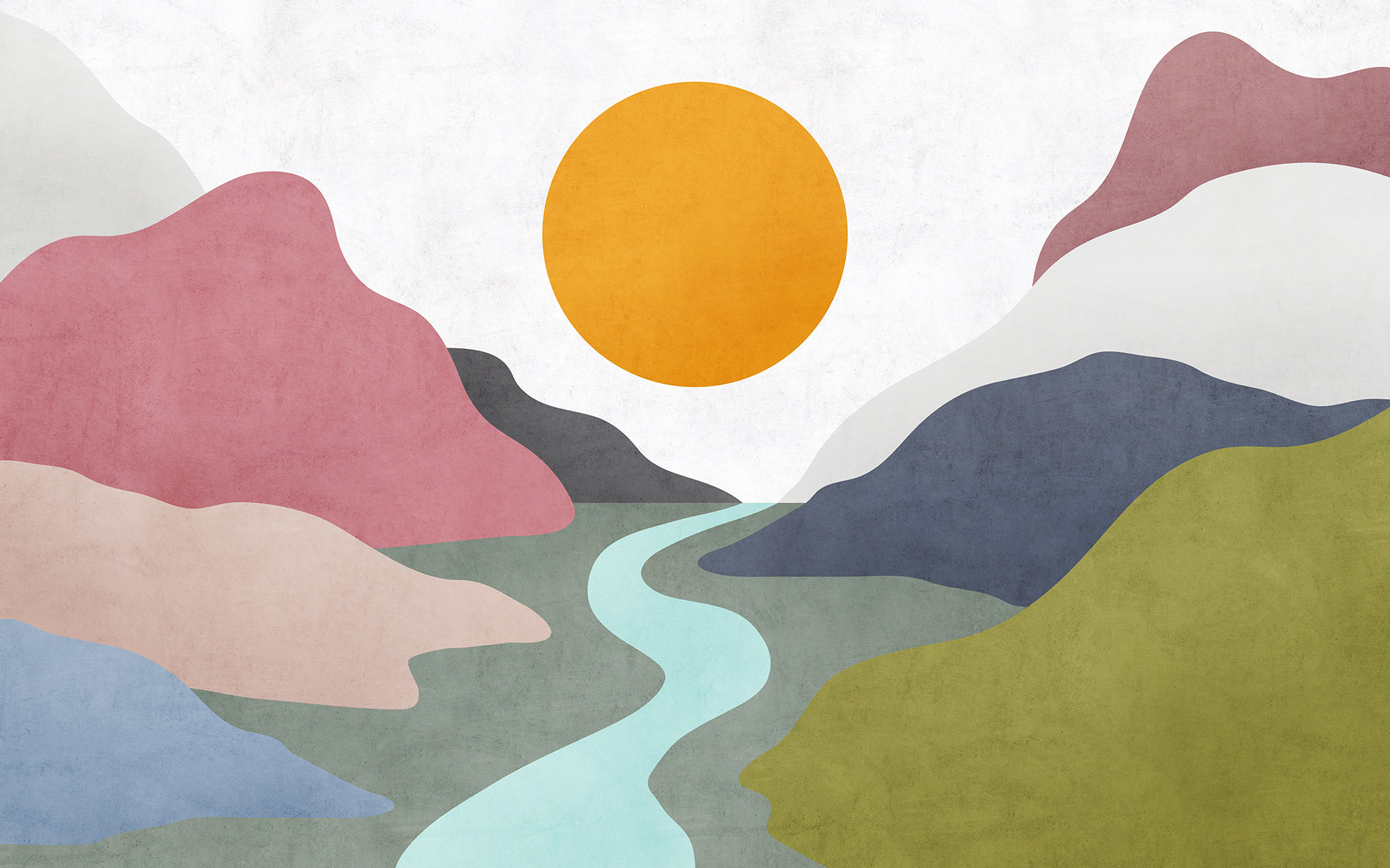 Velvety Valley - Minimalistische Landschaft Design | Fototapete.de