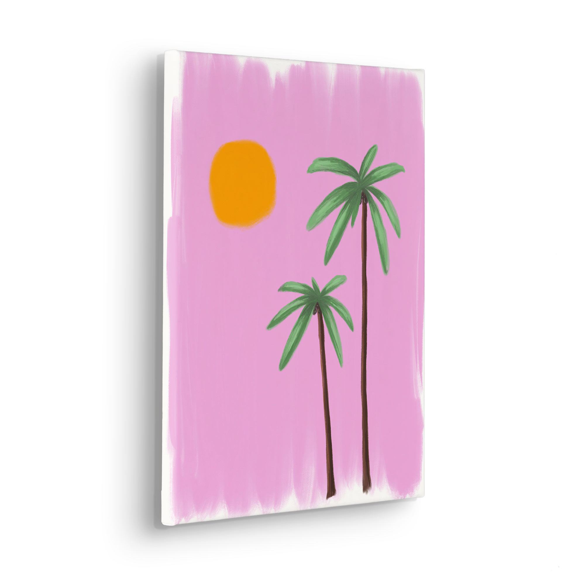 Ibiza Sunset - Rosa Strand Palmenbild | Fototapete.de